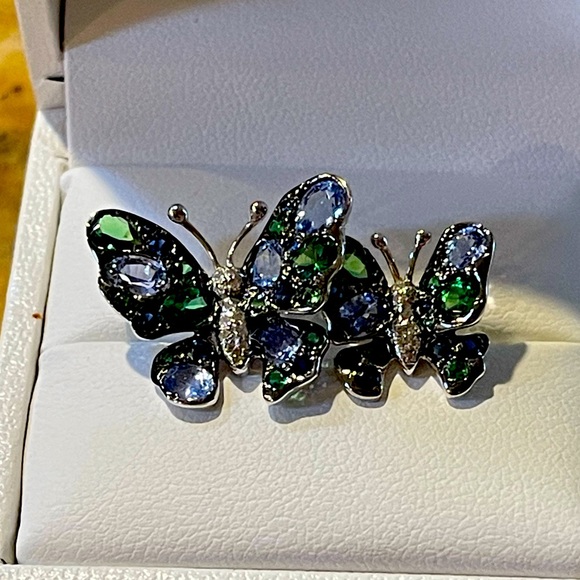 Effy | Jewelry | Effy Nature Large Double Butterfly Ring 4k White Gold ...
